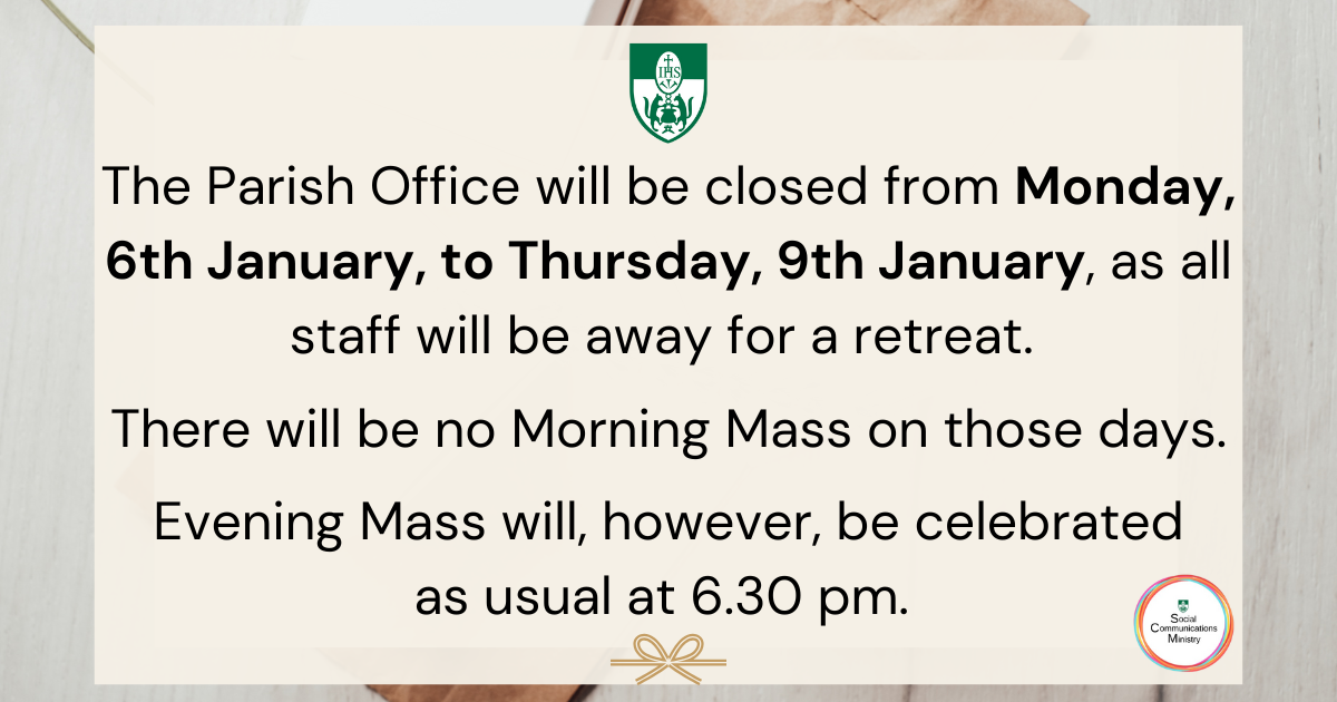 Parish Office Announcement - Church of St Francis Xavier