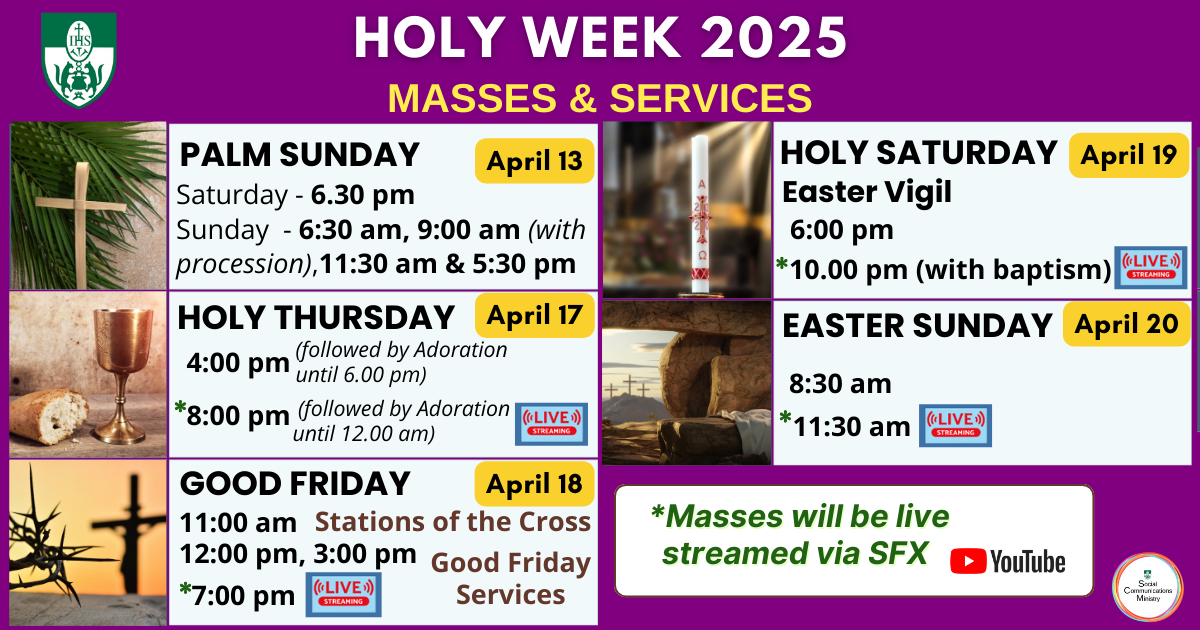 Holy Week 2025 Masses and Services Times - Church of St Francis Xavier